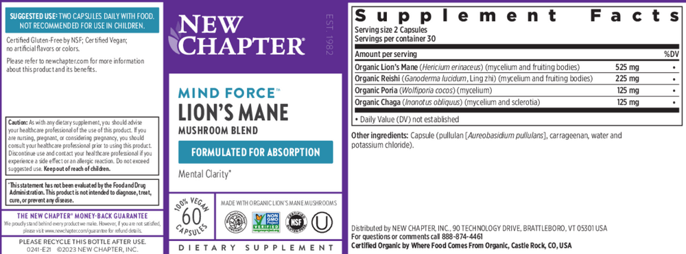 New Chapter Mind Force™ Lion's Mane | Emerson Ecologics