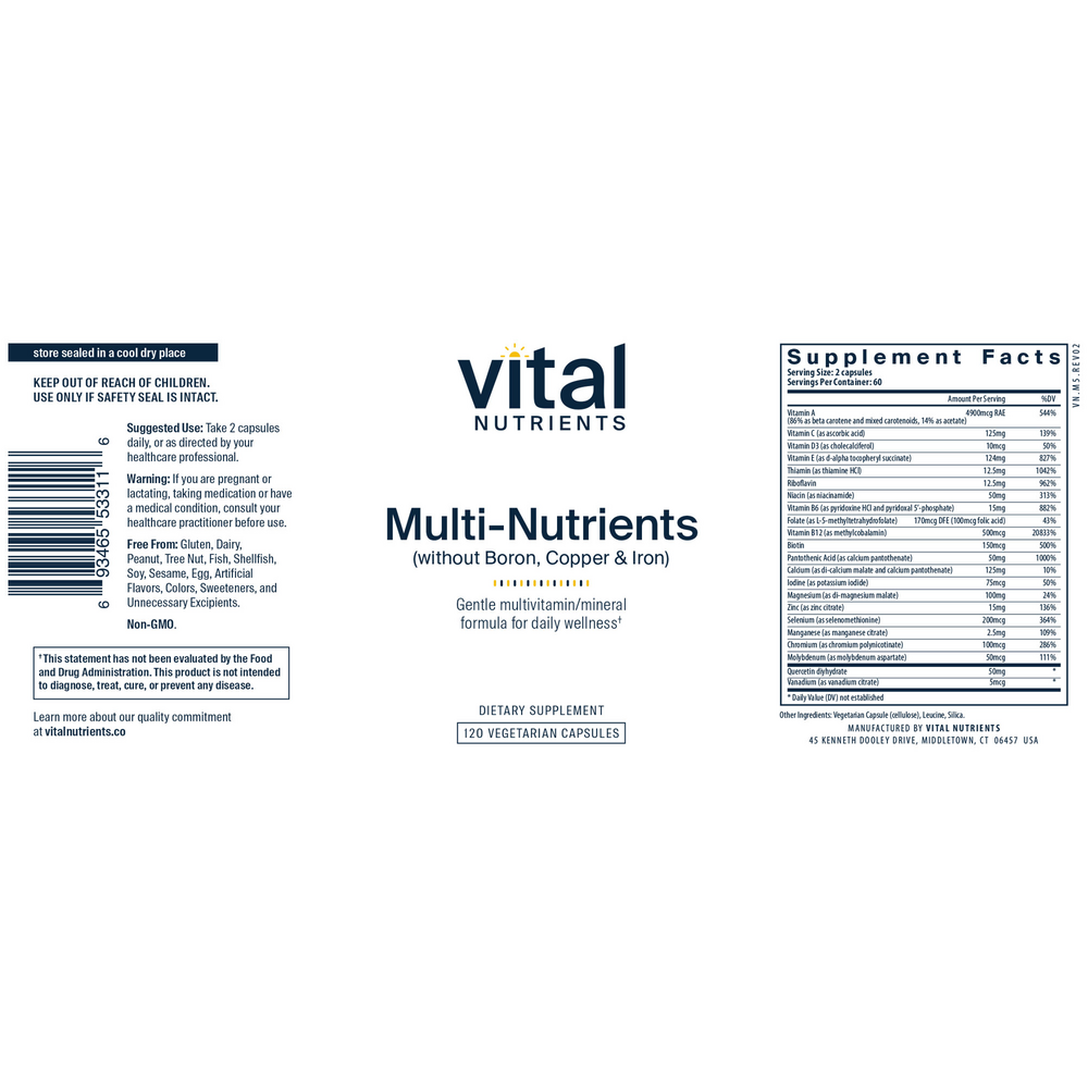 Vital Nutrients Multi-Nutrients 5 Ultra Antioxidant Formula (Boron ...